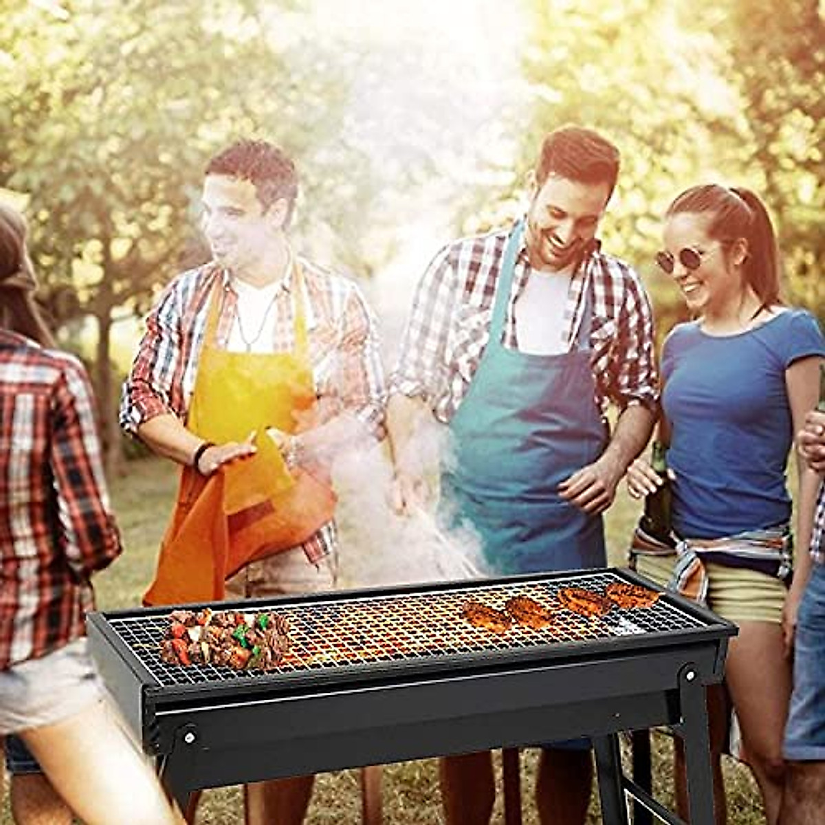 Portable Folding Charcoal Stainless Steel Barbecue Grill Outdoor Garden BBQ Utensil for Terrace Garden Hiking Picnics Party