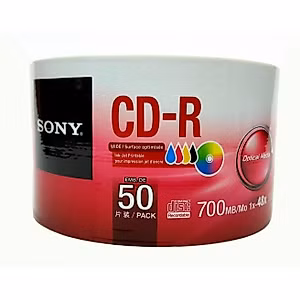 Sony CD-R White Inkjet Hub Printable 48X 700MB 80min Blank Disc (50 Discs)