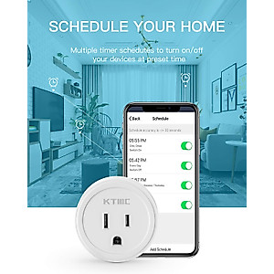 Smart plug 4 Packs, KTMC Mini Wifi Outlet Compatible with Alexa, Google Home, No Hub Required, Remote Control Your Home Appliances from Anywhere, ETL Certified