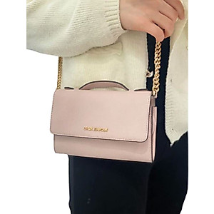 Michael Kors Jet Set Travel Snap Closure Multifunction Phone Case/Holder Crossbody Bag (Powder Blush)