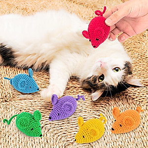 Retro Shaw Catnip Toys Mice,Interactive Cat Toys for Indoor Cats Kitten,6 Pack Woolen Yarn Crochet Mouse Catnip Animals Toys,Cat Nip Chew Toys for Kitten Teething Cleaning