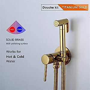 MINJING Cloth Diaper Sprayer, Toilet Bidet Sprayer, Hot and Cold Mixer Solid Brass Shower Faucet, Bathroom Douche Kit Washer