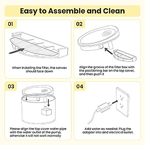 Huimpet Automatic Cat Water Fountain, 84oz/2.5L Pet Water Fountain for Cats Inside, Ultra Quiet Small Dog Water Bowl Dispenser, Silent Pump with Dry-Run Protection, LED Indicator Light, 2 Filters