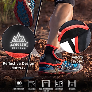 Azarxis Low Trail Gaiters Shoe Covers Wrapid Gators for Men & Women & Youth Running Hiking Climbing (Red & Black, L/XL)