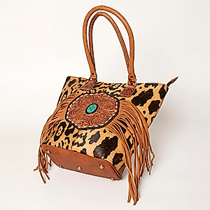 American Darling Tote Hand Tooled Hair on Genuine Leather Western Women Bag Handbag Purse | Tan | Western Tote Bag | Travel Tote Bags | College Tote Bag | Casual Tote Bag