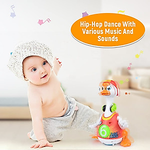 Woby Baby Musical Toy Dancing Singing Talking Walking Hip Hop Swing Goose Cool Educational Toy Gift for 1 2 3 Year Toddlers Kids Boys Girls