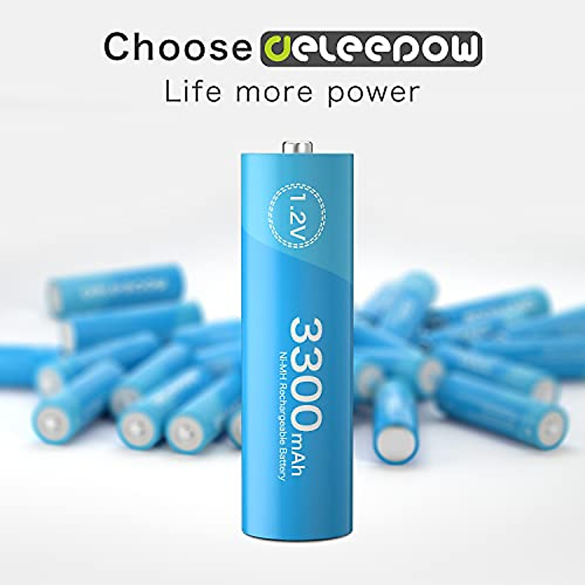 Deleepow Rechargeable AA Batteries 3300mAh Nimh AA Rechargeable Batteries 24-Pack 1.2V 1200 Cycles(Only Battery)
