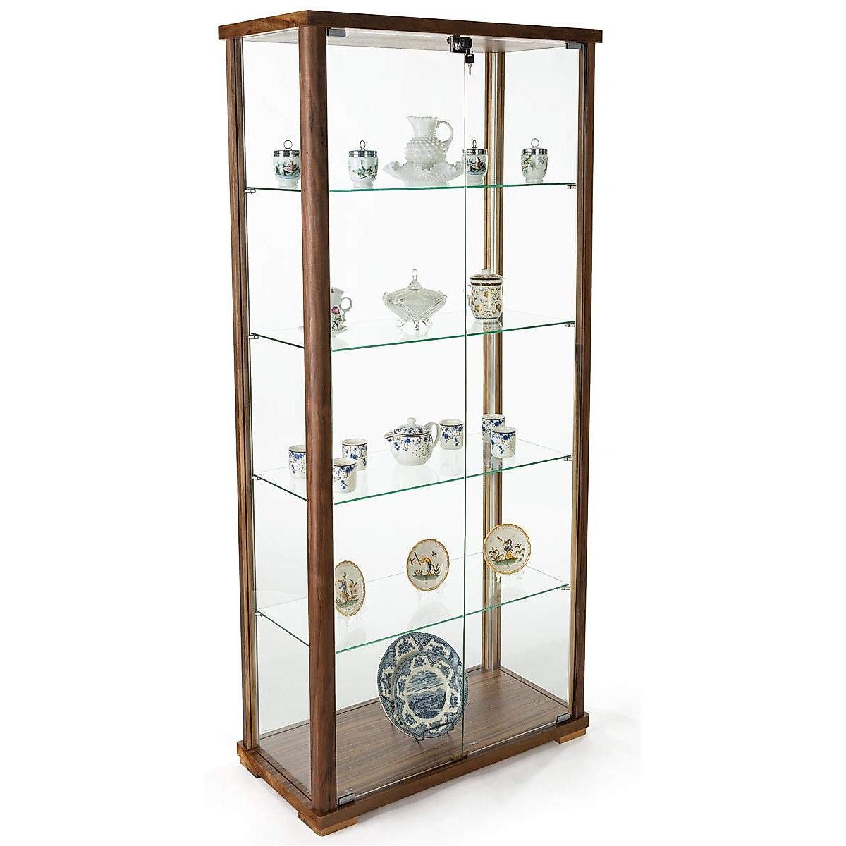 Displays2go Wood and Glass Curio Cabinet with Locking Doors – Walnut (DCKDWDWN30)