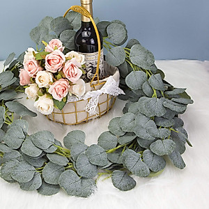 ZIFTY 5 Pack 31.5FT Artificial Eucalyptus Garland Faux Vines Handmade Greenery Silver Dollar Leaves for Wedding Arch Backdrop Home Table Runner Garden Décor(Eucalyptus)