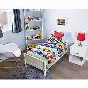The Fun House Toddler 4pc Contruction Area Bed Set, Multicolor