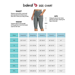 BALEAF Women's Yoga Capri Pants Knee Length Leggings High Waisted Petite Casual Workout Exercise Capris with Pockets Gray L