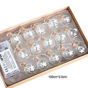 lamphle LED Decorative Non-Glaring Fairy Lights, Battery Powered 4 Styles Glass Night Light, Bulb Shape Scene Layout Attractive Fall Garland with Lights Elk