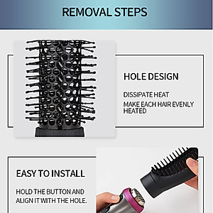 Simeiyue Hair Dryer Brush, Blow Dryer & Volumizer Styler Hot Air Brush, Negative Ionic Electric Hair Curler Straightener Brush, Detachable & Interchangeable Brush Head (Gray&Pink), BY-812