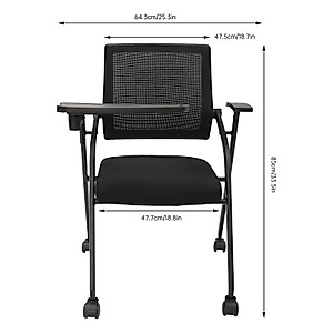 WUPYI Conference Room Chairs with Table, Stackable Foldable Ergonomic Reception Office Chair with Lumbar Support, Armrest,Mesh Bouncing Back and Wheels,for Guest,Meetings,Waiting Room