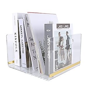 Acrylic File Sorter, 5 Sections Desk Plastic File Folder Rack,Clear Office File Organizer For Notebooks, Binders, Envelopes, Magazines CD (Magazine Holder)