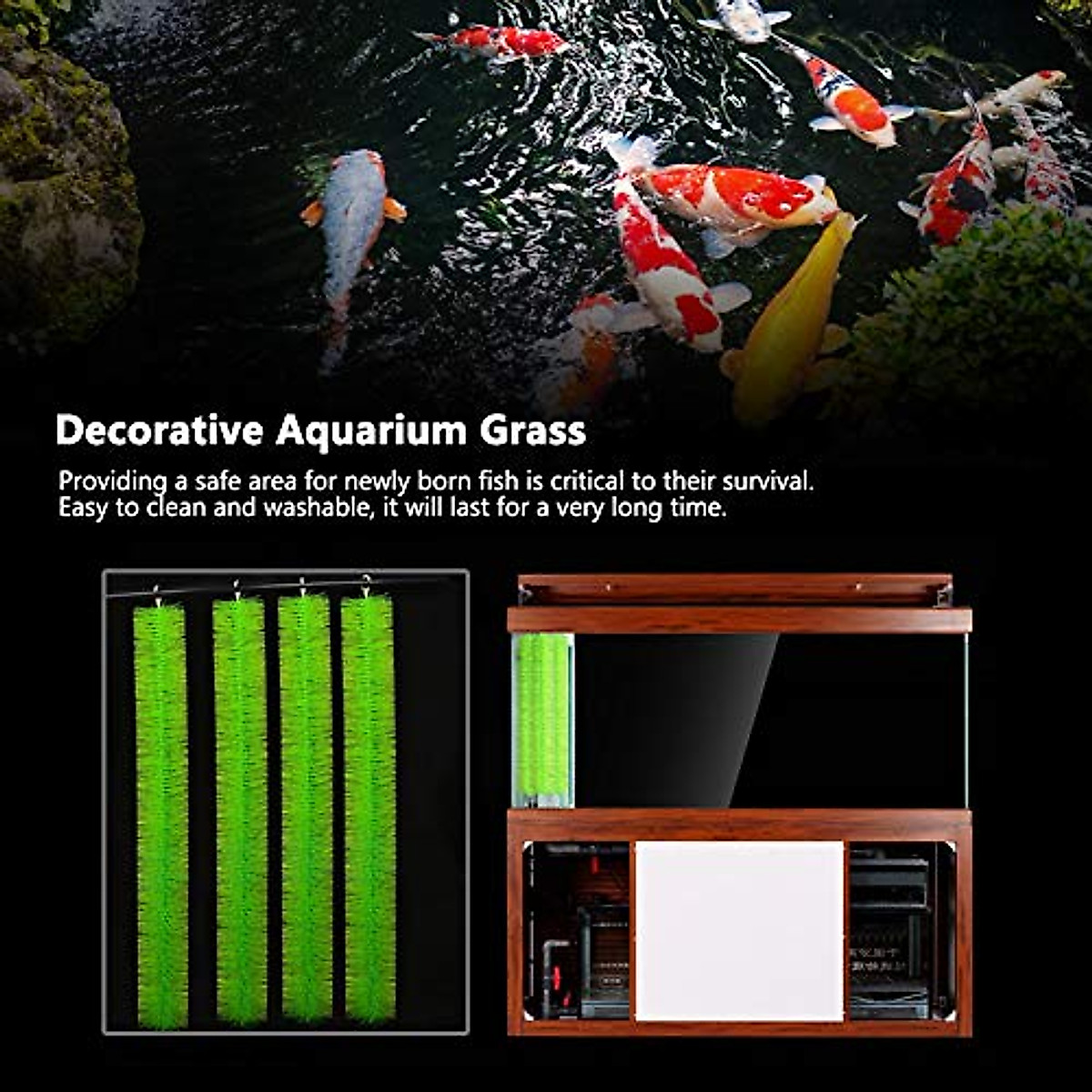 Zerodis 60cm / 100cm Aquarium Artificial Grass Decorative Fish in Aquarium Fish Tank for Breeding(100CM)