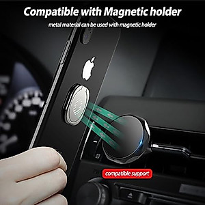 Thinnest Cell Phone Ring Holder Kickstand for iPhone & Samsung Galaxy, 360 Degree Rotation Finger Ring Stand Phone Grip for Magnetic Car Mount - Black