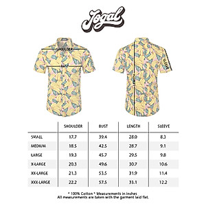 JOGAL Men's Cotton Button Down Short Sleeve Hawaiian Shirt Pink Red XX-Large