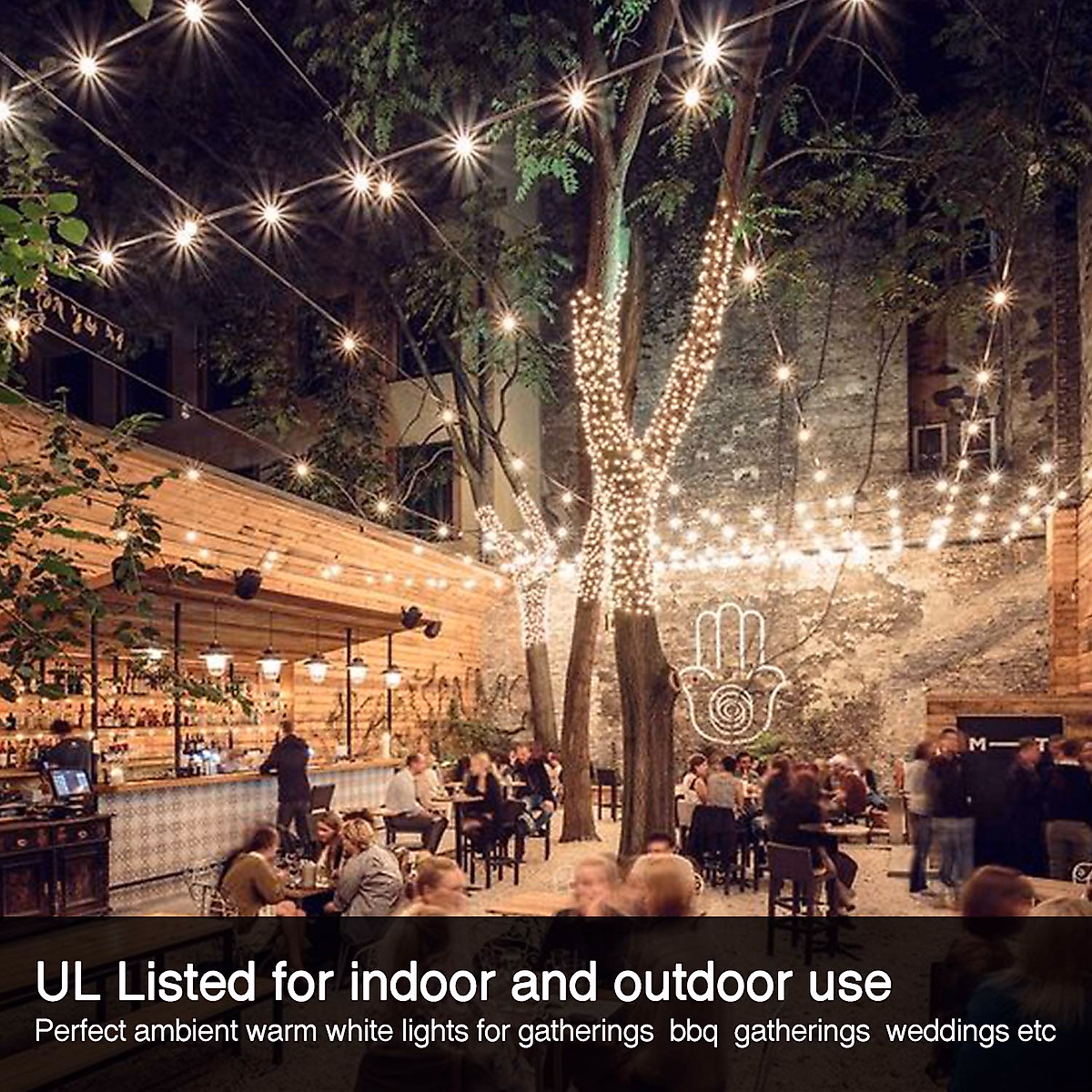 Banord 29FT Globe Outdoor String Lights, Shatterproof Patio Lights with 15 Dimmable Plastic Bulbs, Waterproof Hanging Lights String for Porch Backyard Cafe, E12 Socket Base