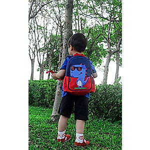 POWOFUN Kids Toddler Preschool Travel Backpack Cool Cute Cartoon Waterproof Daypack (Dinosaur Red)