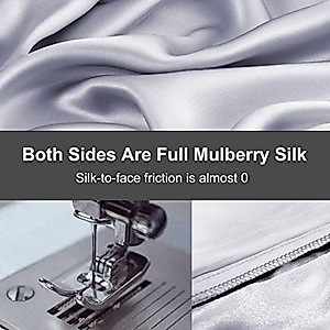 Silk Pillowcase 2 Pack for Hair and Skin, Ravmix Mulberry Silk Pillow Cases Standard Size 20×26inches Set of 2 Cooling Silk Pillow Covers with Hidden Zipper, Silver Grey