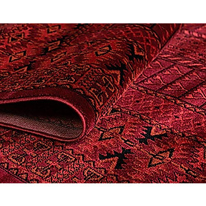 Unique Loom Tekke Collection Over-Dyed Saturated Traditional Torkaman Area Rug, 5 x 8 ft, Red/Black