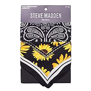 Steve Madden mens Steve Madden 2 Piece Pack Bandana, Black, One Size Fits Most US