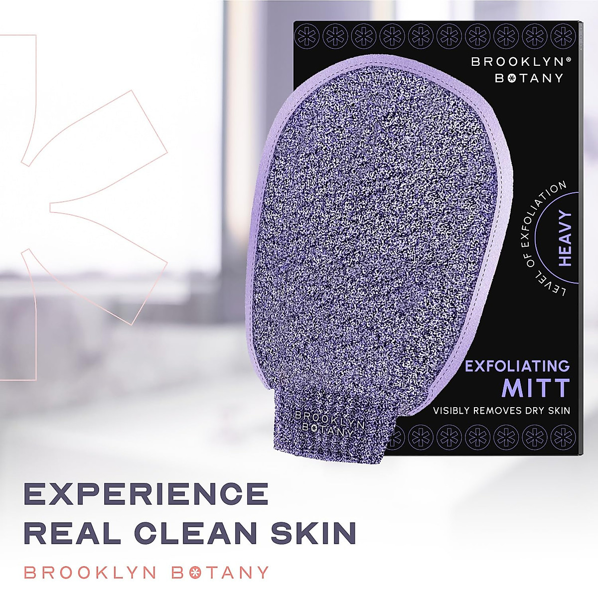Brooklyn Botany Exfoliating Mitt for Bath and Shower – Heavy Duty Exfoliating Body Scrubber for Massage and Dead Skin Remover for Body – 1 Mitt