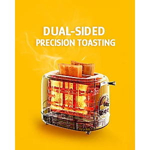 Hazel Quinn X Eduardo Recife Collaboration 2-Slice Retro Toaster, 6 Browning Levels, 3 Functions-Defrost/Reheat/Cancel, Removable Crumb Tray for Easy to Clean, 1.5 Inches Extra Wide Slots