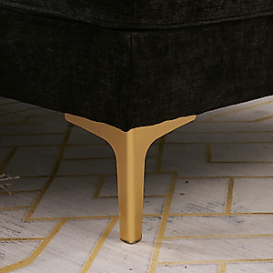 POULEII Sectional Sofa,Modern L-Shape Modular Sectional Sofa Sleeper Couch with Chenille Fabric and Gold-Plated Feet for Living Room, Apartment, Office,Black