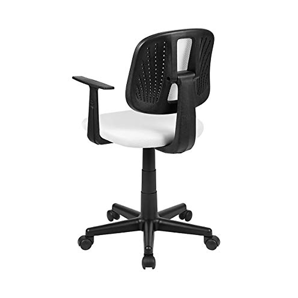 Flash Furniture Flash Fundamentals Mid-Back White Mesh Swivel Task Office Chair with Pivot Back and Arms