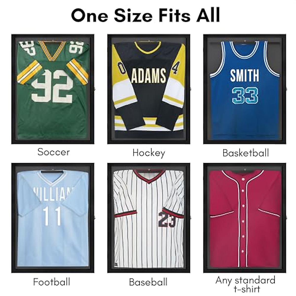 Americanflat Jersey Frame Display Case - 23x31 Lockable Display Case with Hanger - All-Star Collection - Black Sports Jersey Frame Shadow Box with Plexiglass for Baseball, Football, Basketball, Soccer