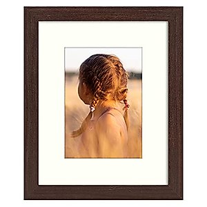 Golden State Art, 8x10 Picture Frame with Mat for 5x7 Photo - High Definition Glass Wall Mounting or Tabletop Display (Brown, 1 Pack)