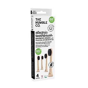 The Humble Co. Electric Toothbrush Replacement Heads 4pk – Sustainable BPA-Free Electric Toothbrush Heads Made from Bamboo, Bad Breath and Plaque Remover, Philips Sonicare Compatible (Charcoal)