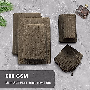 4-Piece Washcloths Towels Set, 100% Microfiber Premium Quality Towels for Bathroom, Quick Dry Soft and Absorbent Face Towel, Set Includes 4 Wash Cloths (Brown)