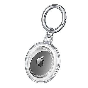 Clear Case for AirTag Keychain, Full Body Protective Cover for Apple Tracker, Secure Holder on Dog Collar, Wallet Anti Lost Finder with Loop Accessories(Black)