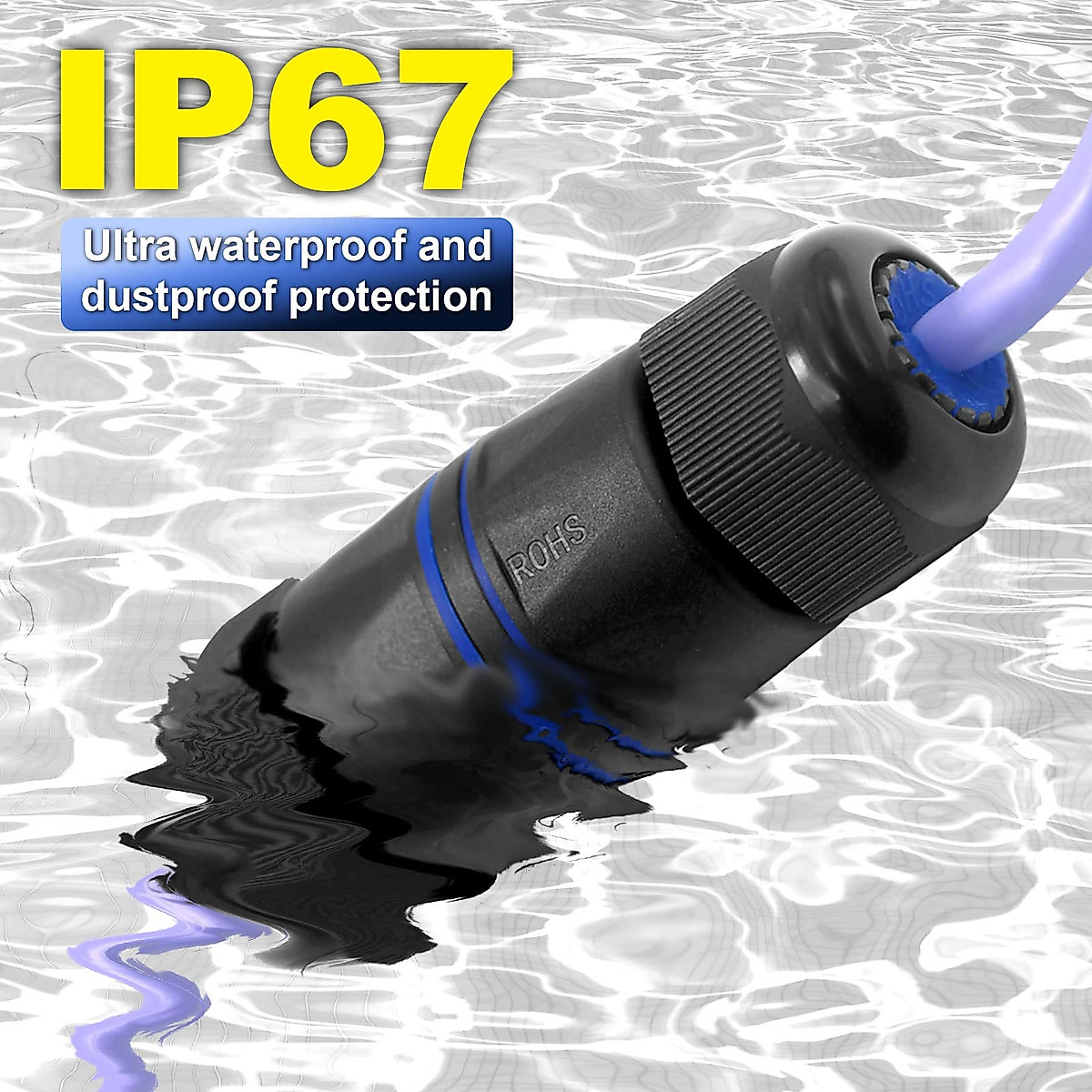 VCELINK Waterproof RJ45 Coupler Short Profile, Cat6/Cat5E/Cat5 Waterproof Ethernet Connector Shielded IP67, Outdoor Network LAN Cable Extender PoE 6-Pack