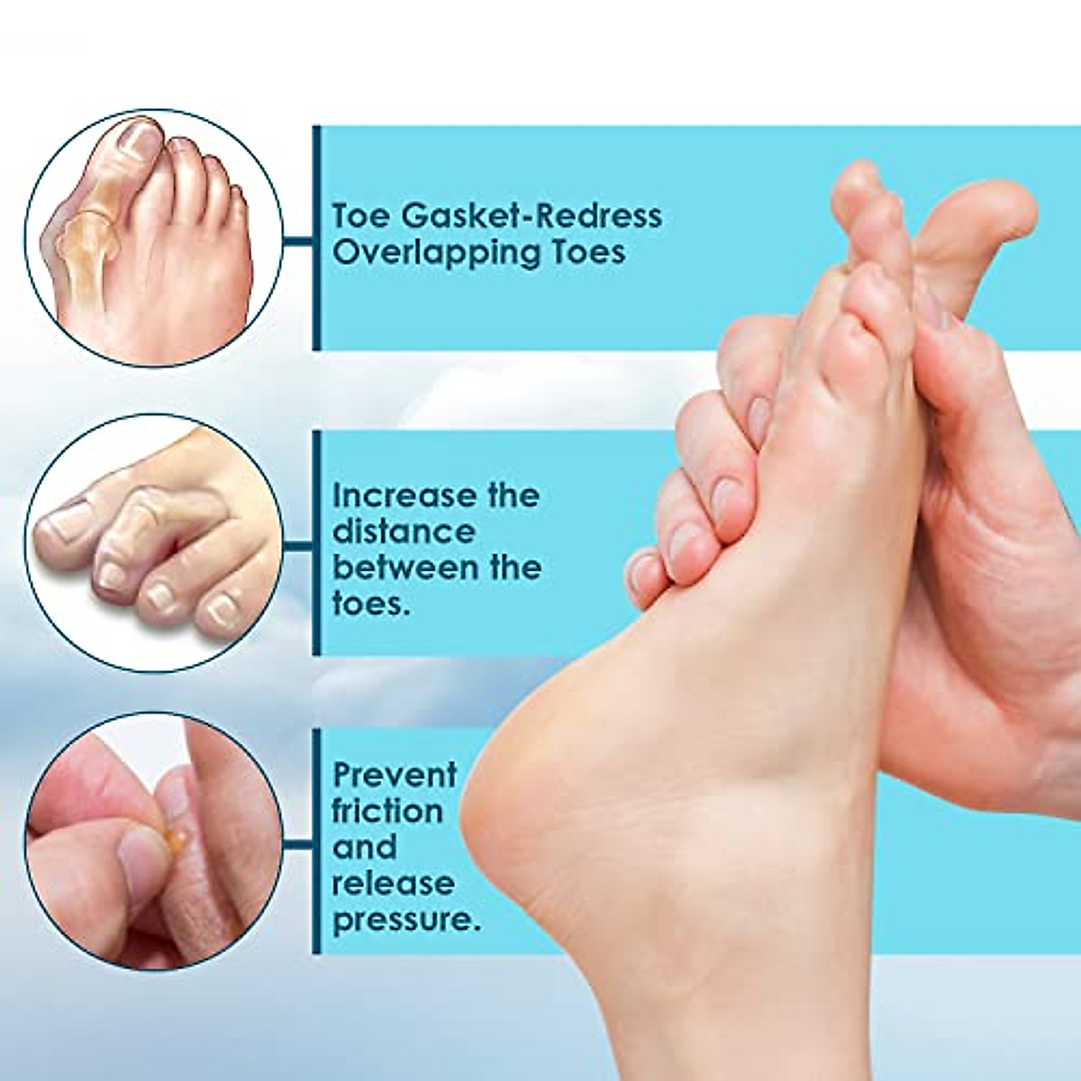 Kimihome 12 Packs Foam Toe Separator，Toe Gasket-Redress Overlapping Toes, Prevent Friction and Release Pressure, Relieve The Pain Caused by Bunions