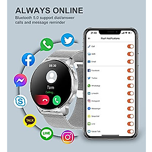 Smart Watch for Women (Answer/Make Call), Fitness Tracker for Android and iOS Phones Waterproof Smartwatch with 1.32" HD Full Touch Screen AI Voice Control Heart Rate Sleep Monitor Pedometer, Silver