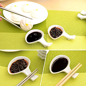 6 Pcs Chinese Fine Porcelain Chopsticks Spoon Fork Rest Holder Knife Holder (Set of 6)