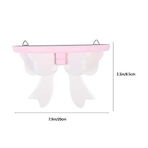 Homoyoyo Wall Mounted Floating Shelves Lovely Bowknot Decorative Wall Shelf Wooden Room Storage Shelf Wall Storage Rack Bowknot Wall Decorations for Home Kitchen Supplies(Pink)
