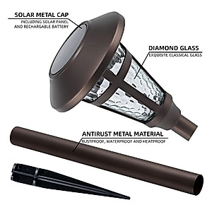 GIGALUMI 6 Pack Super Bright Solar Lights Outdoor Waterproof, High Lumen Solar Garden Lights, Metal Solar Pathway Lights Outdoor, Solar Sidewalk Lights for Yard, Patio, Landscape, Walkway