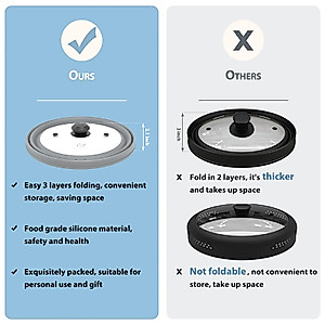 Microwave Splatter Cover Vented Glass Cover Splatter Guard Lid with Collapsible Silicone for Food as Pot Cover Plate Cover 10.5 inch for 6 7 8 9 10 inch Plate Bowl Light Grey
