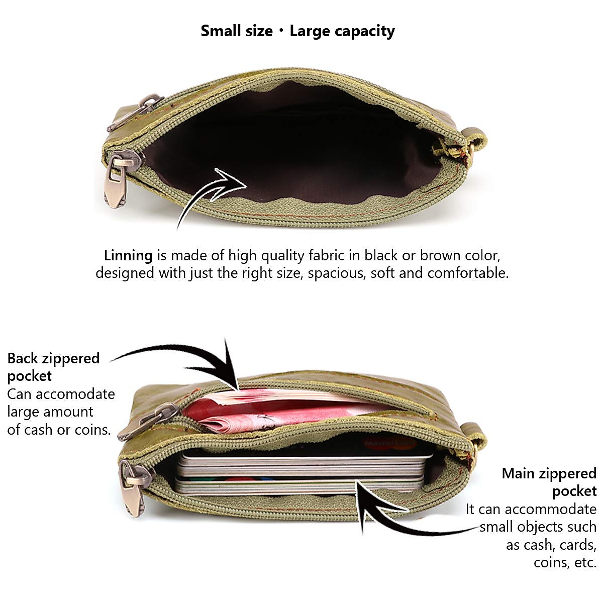 Genuine Leather Small Wallet - Casual Simple Wallet - Coin Purse - Credit Card Package - For Ladys Men Women Girl Boys (Light Green)