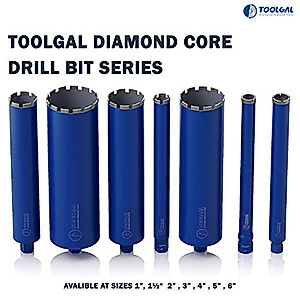 TOOLGAL Diamond Core Drill Bit 2" for Masonry - Wet Drilling of Concrete/Reinforced Concrete - Laser Welded Diamond Segmented - 11/4" UNC for Fixed or Hand-held core Drilling Machines