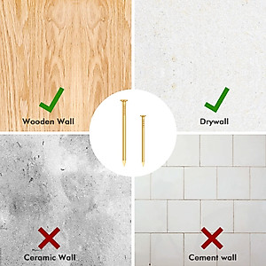 Hooks for Hanging Pictures with Nails - ROBUST 50pcs Picture Hanging Kit, Wall Hooks for Hanging Pictures for Picture Frame, Canvas, Mirror, Art (N6 Gold)