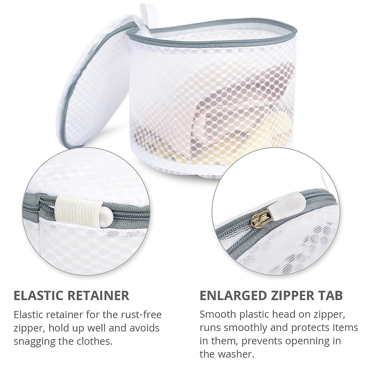 Geiteoa 3 Pack Mesh Laundry Bags for Delicates, Mesh Bra Bags with Hanging Loop, 6 x 7 Inches Lingerie Bags for Laundry