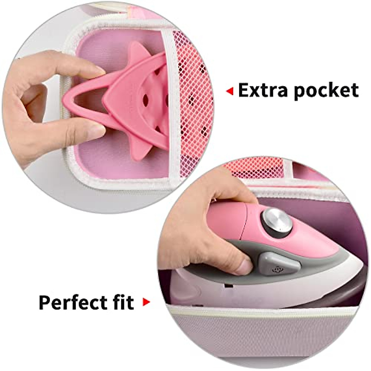 GWCASE Case Compatible with Oliso M2 Pro Mini Project Iron. Travel Irons Carrying Organizer Holder with Mesh Pocket Fits for Solemate and Other Accessories (Box Only)-Pink