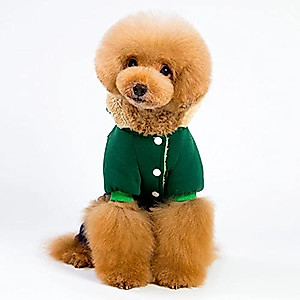 Checkered Pet Poodle Teddy Dog Clothes Sweater Warm 4Leg Dogs Plush Clothes Coat Winter Small Dogs British Style Grid Apparel for Dogs Small to Medium (X-Large, Green)