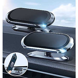 2 Pack Metal Magnetic Phone Holder for Car [ 2022 Upgrade 8X N52 Magnets] Strong Magnet Car Mount, One Second Put and Take & Dashboard 360° Rotation, Fit with iPhone and All Smartphone